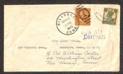 USA 805 PREXY STAMP INDIA TO MILLDALE CONNECTICUT MIXED USAGE FORWARDED ...