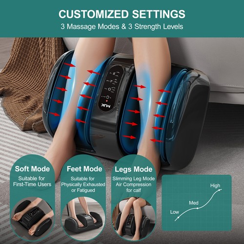 Foot and Leg Massager Machine with Heat Compression for Pain Relief w ...