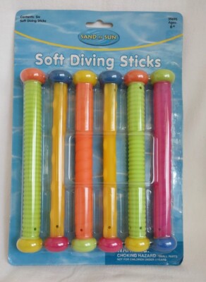 Sand N Sun Soft Pool Diving Sticks Water Fun Toy 6 Pieces Colorful 8 ...