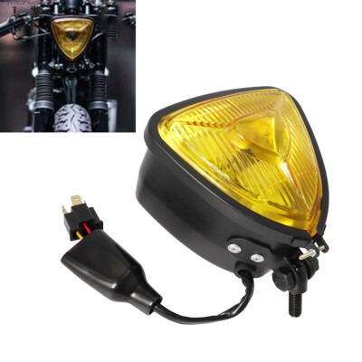 New Motorcycle Black Triangle Headlight Lamp Flat Back For Harley ...