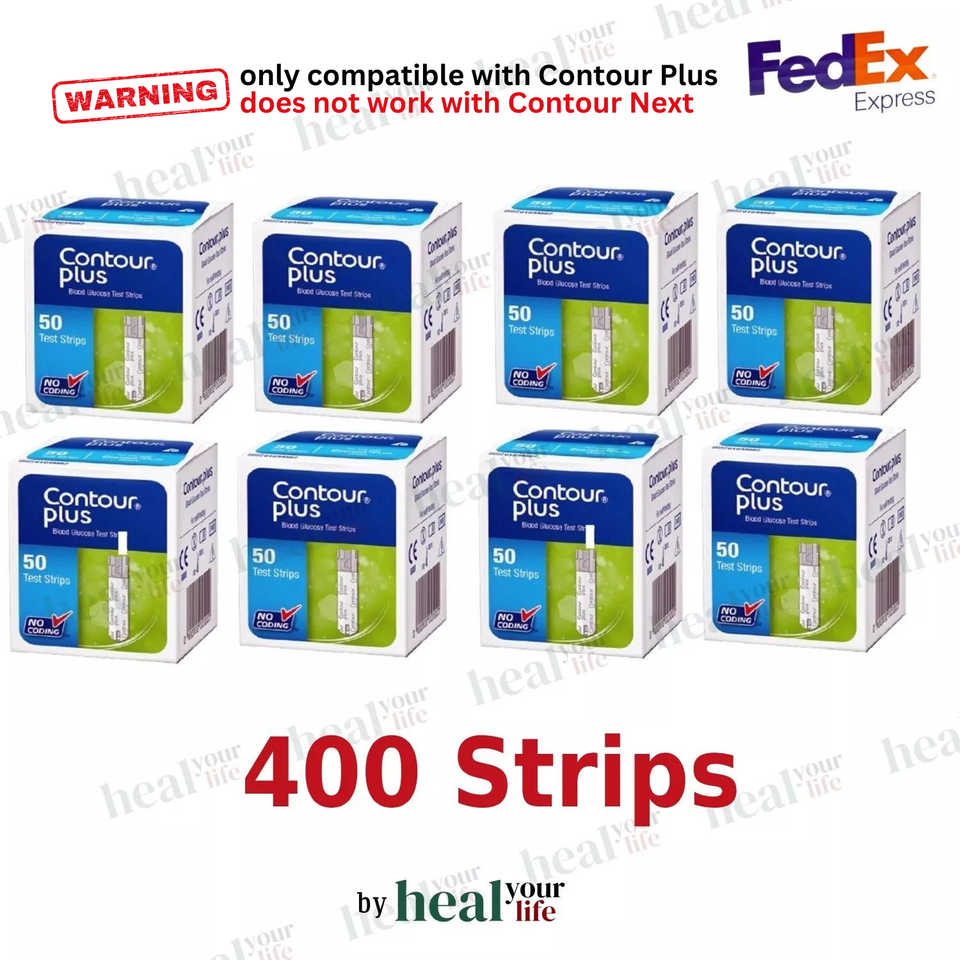 Contour Plus Test Strips Exp 2026 8 boxes- 400 Strips, Free Express ...