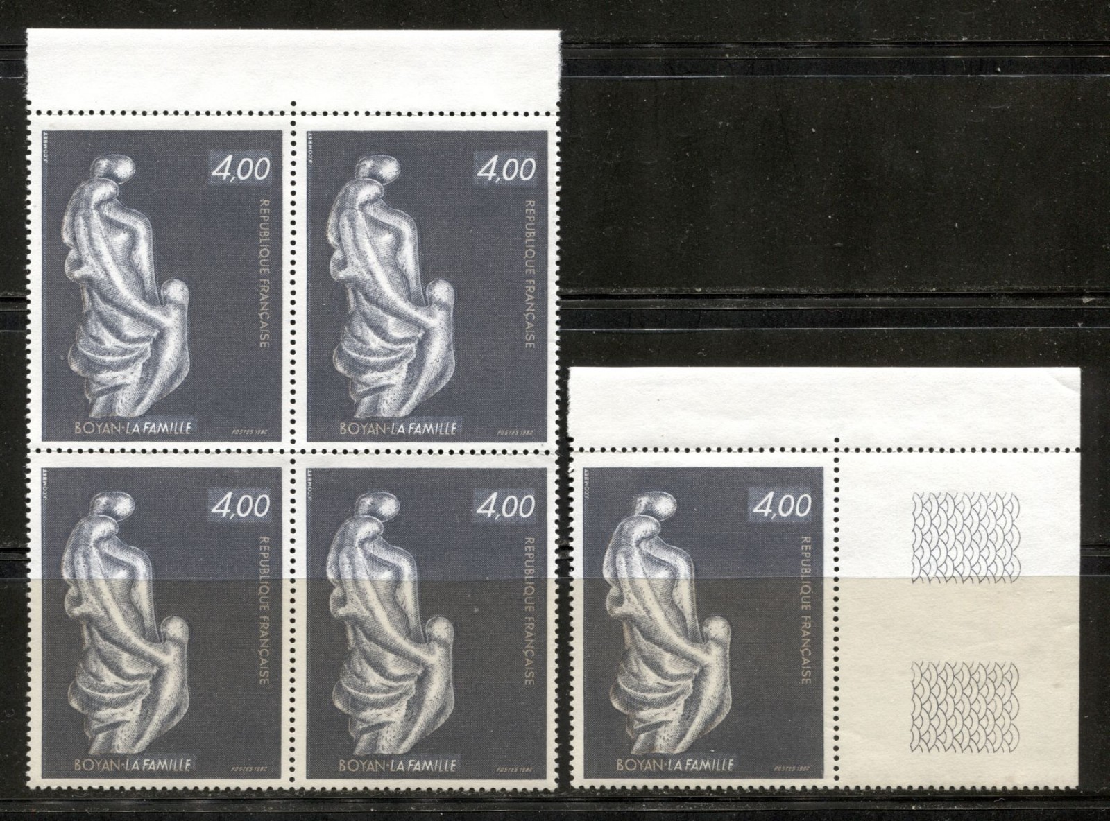 FRANCE 1982, ART: SCULPTURE BY MARC BOYAN: "THE FAMILY" Sc 1840 LOT X 5 ...