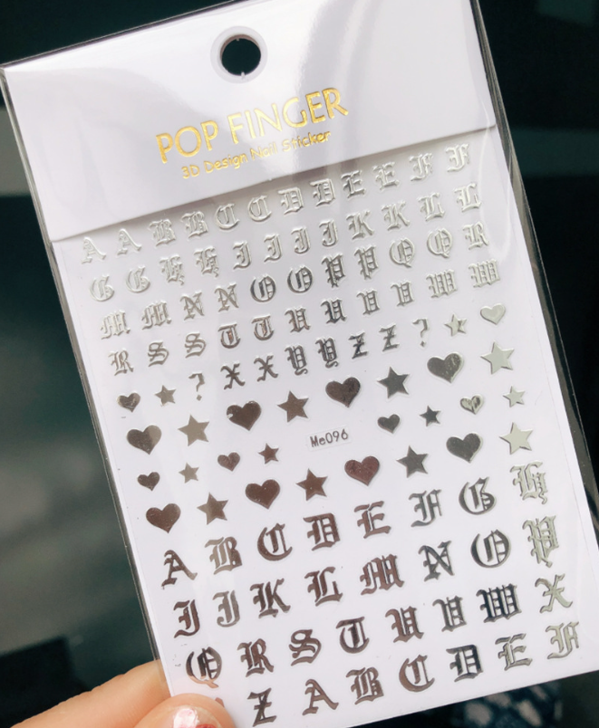 Nail Art Stickers Latin Roman English Alphabet Letter Heart Star US ...