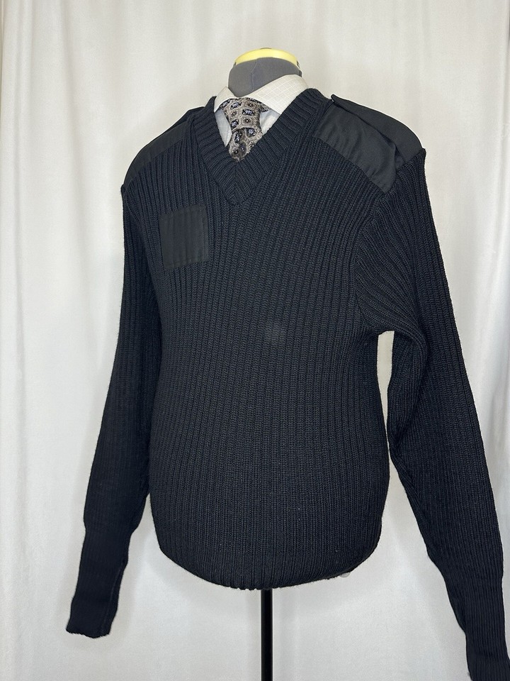 1980s Mens Sweater Medium Black Wool Shirt British Commando Military ...
