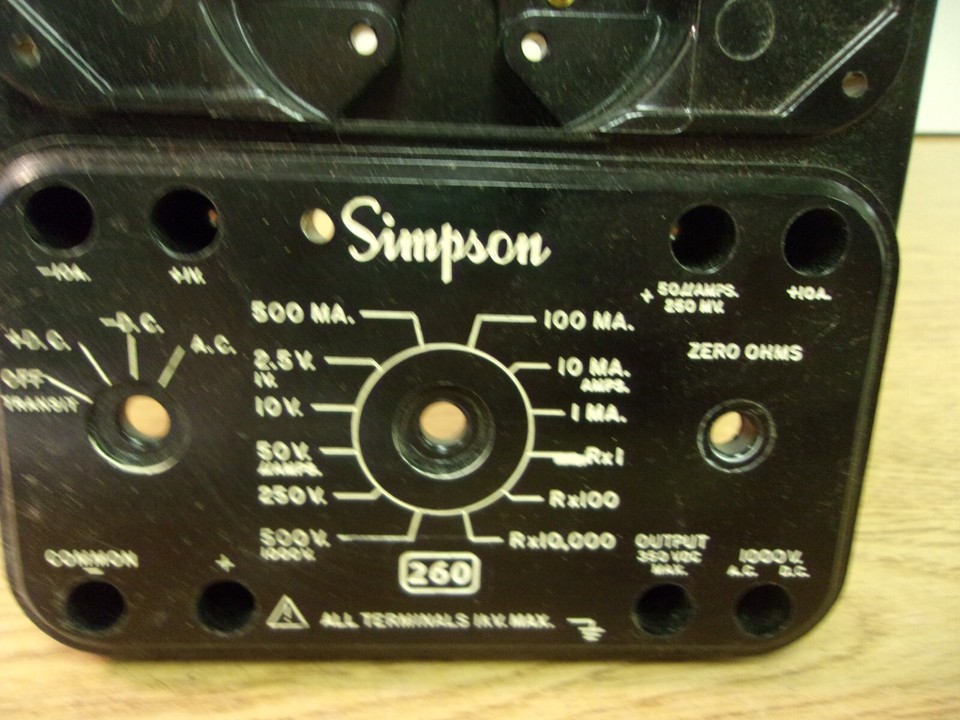 Simpson 260 Series Volt Ohm Meter Panel Assembly 4 Analog | eBay