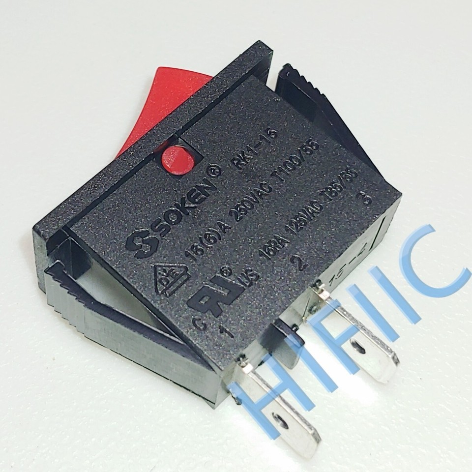SOKEN RK1-15 Rocker Switch 16A 125/250VAC T100/55 2 Pins 2 Positions ...