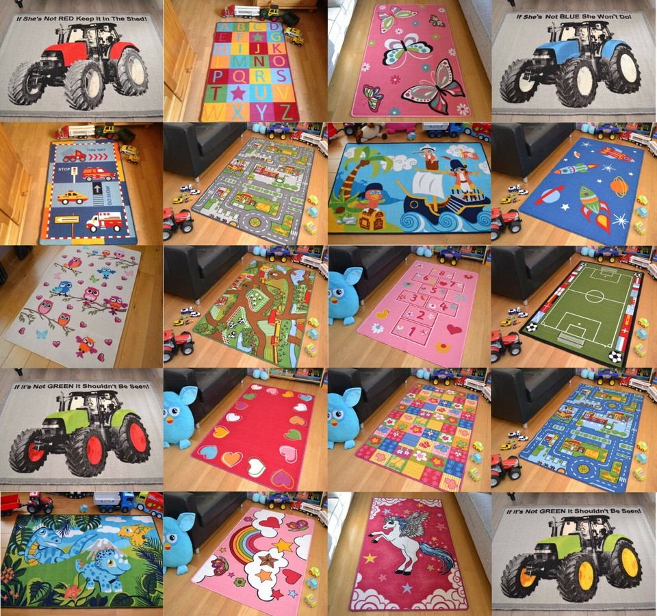 Kids Mat Rug Playroom Machine Washable Non Slip Safety Nursery Children ...