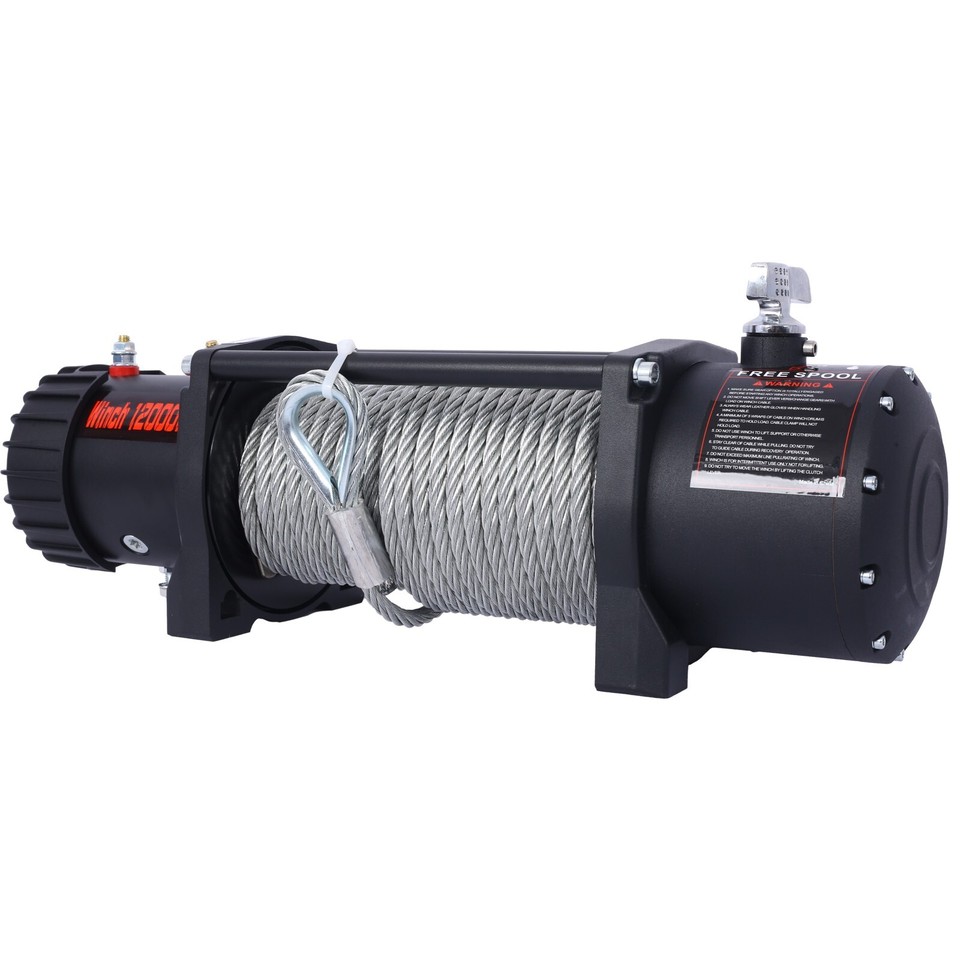 12V 12000LB Electric Winch Towing Trailer Steel Cable Waterproof Winch ...