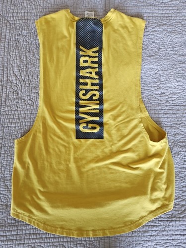 Gym Shark Muscle Tank Shirt Mens XL Sleeveless Yellow Workout T-shirt ...