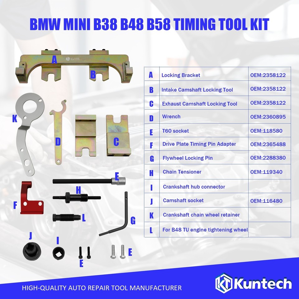 Engine Camshaft Locking Timing Tool Kit for BMW Mini B38 A15 A12 B48 ...