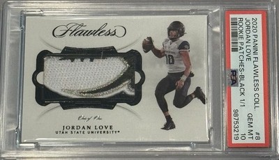 2020 Flawless Jordan Love Rookie Patches Black One Of One #8 1/1 PSA 10 ...