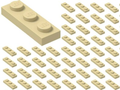 ☀️50x NEW LEGO 1x3 TAN Plates (#3623) BULK Parts City Building Harry ...