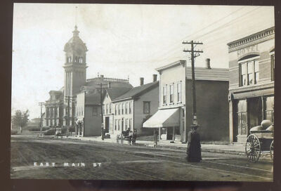 REAL PHOTO MERRILL WISCONSIN DOWNTOWN DIRT STREET SCENE POSTCARD COPY ...