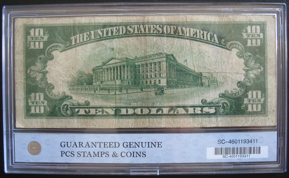 1934 10 Dollars Silver Certificate North Africa Yellow Seal Note | eBay