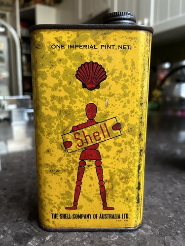 Vintage Rare Shell Stickman Oil Tin 1 Imperial Pint Net rare Australian ...