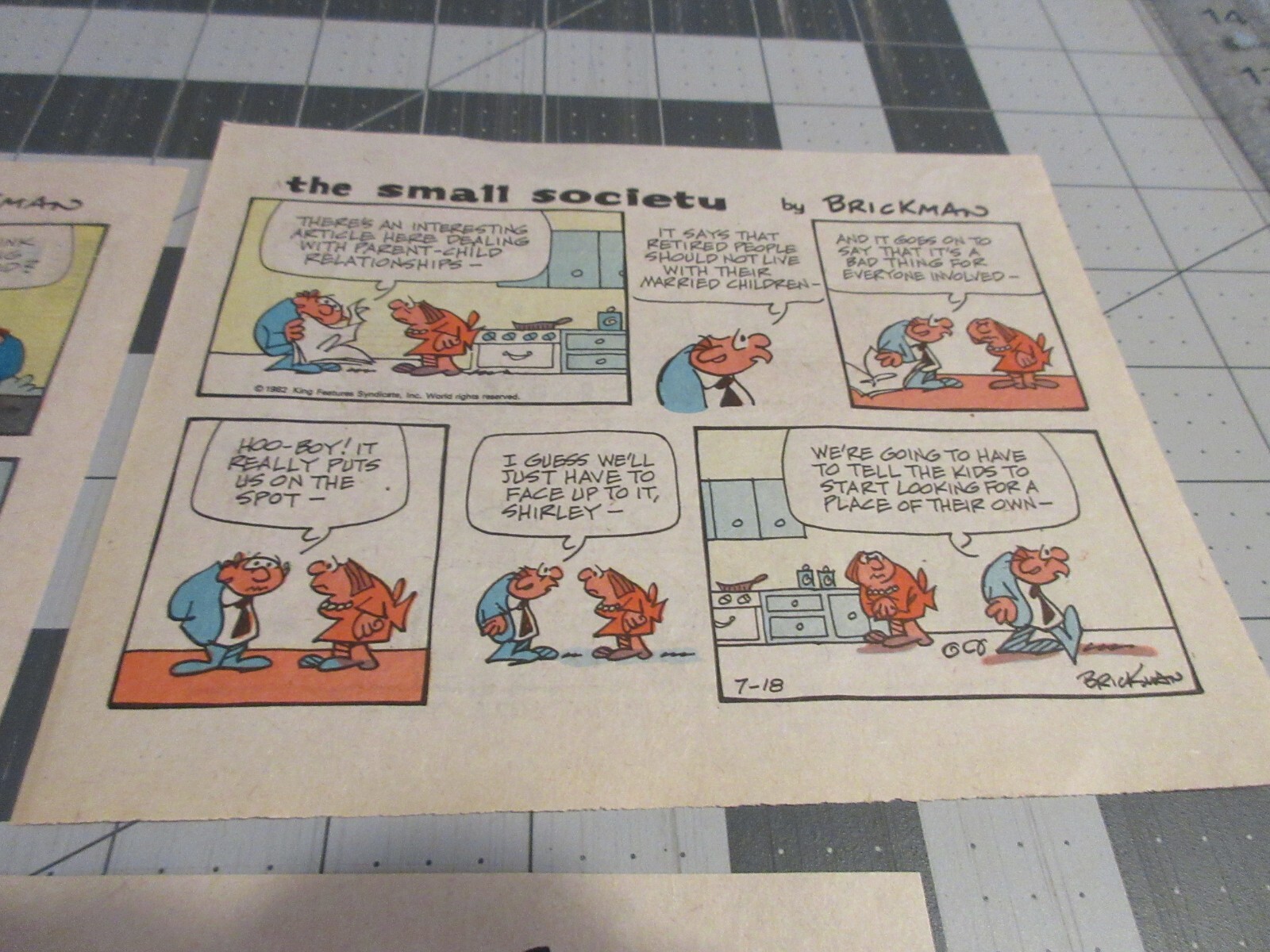 Lot of 3 The Small Society by Brickman Clipped Strips from Sunday comics 1982 | eBay