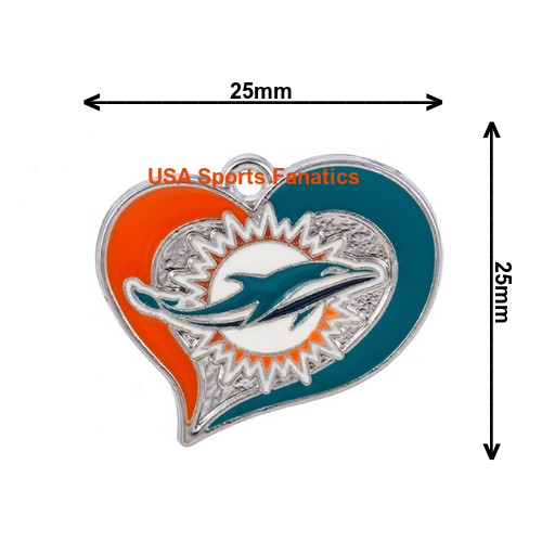NFL - Miami Dolphins Heart Swirl Logo Pendant Necklace On A 925 Snake ...