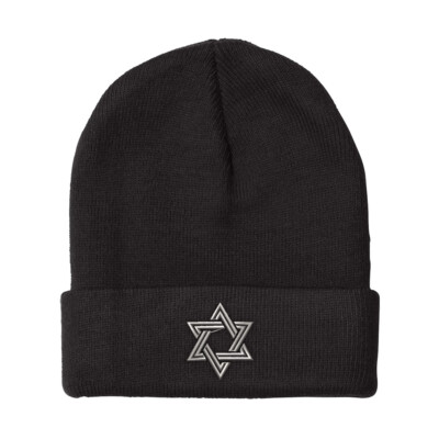 Beanies for Men Star of David Silver Embroidery Winter Hats Women Skull ...