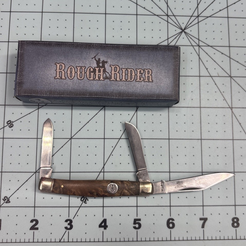 Rough Ryder Light Root Wood Handles Stockman Pocket Knife RR261 3 ...