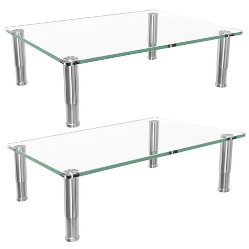 2 Pack Computer Monitor Riser with Height Adjustable, Tempered Glass ...