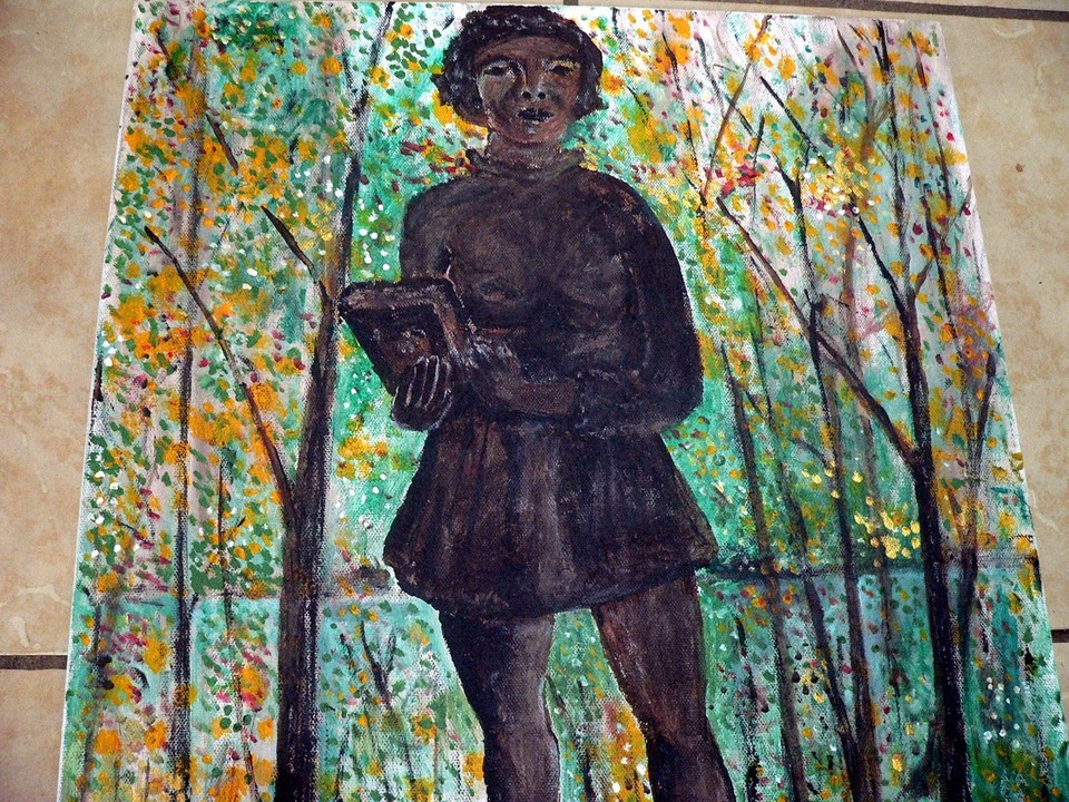 Richard Tindale d.2025 Signed Oil Painting Pointillism Woodland Statue ...