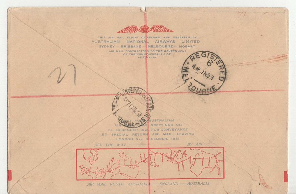 Stamps Australia, registered Special air mail flight to England 1931 | eBay