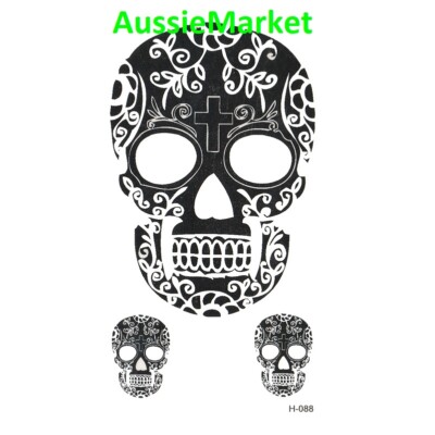 1 x sheet temporary tattoo sticker small skulls body art fancy dress ...
