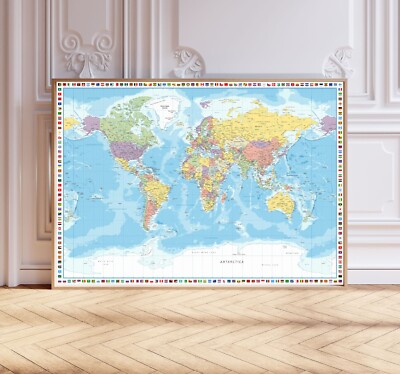 World Map Poster, Detailed Atlas, World Map Print, Map Wall Décor, A2 ...