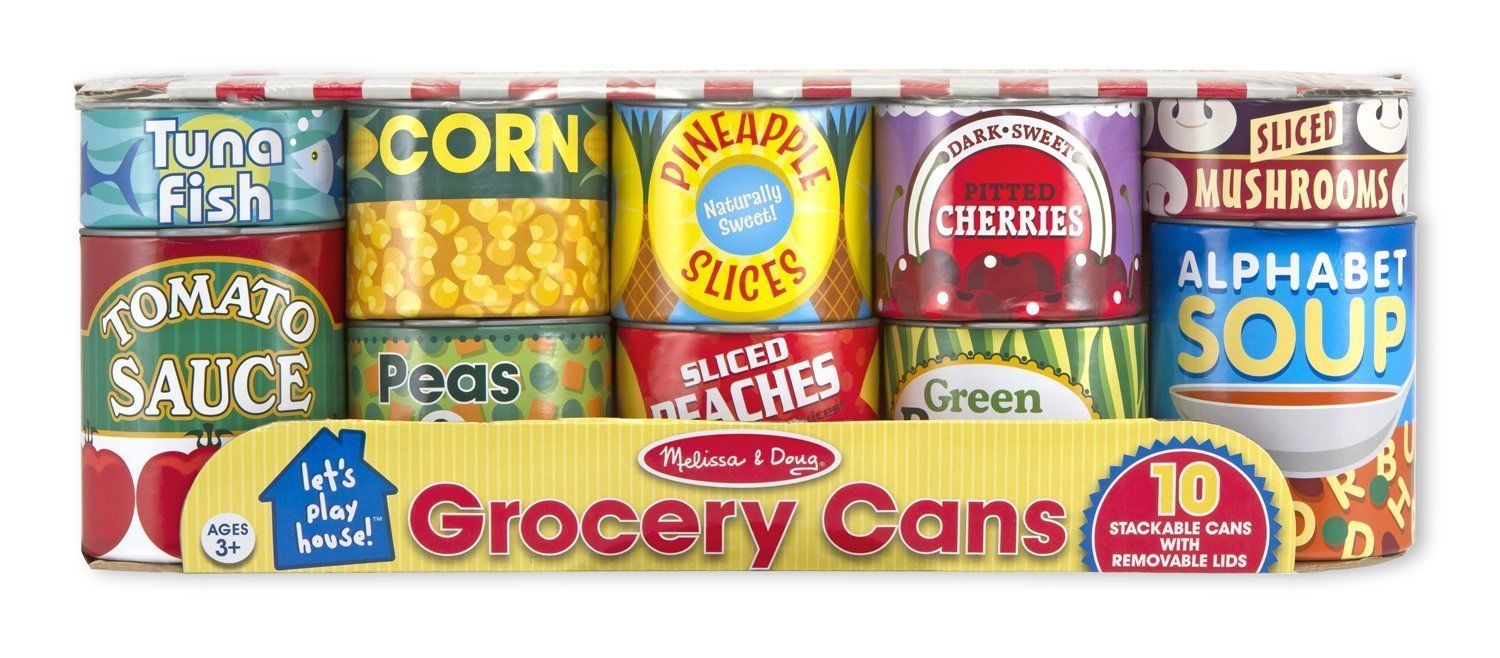 NEW10 PC MELISSA & DOUG GROCERY CANS PLAY FOOD CANS STACKABLE REMOVABLE ...