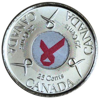 🇨🇦 Canada quarter 25 cents coin, Breast Cancer Awareness, COLORED, 2006 ...
