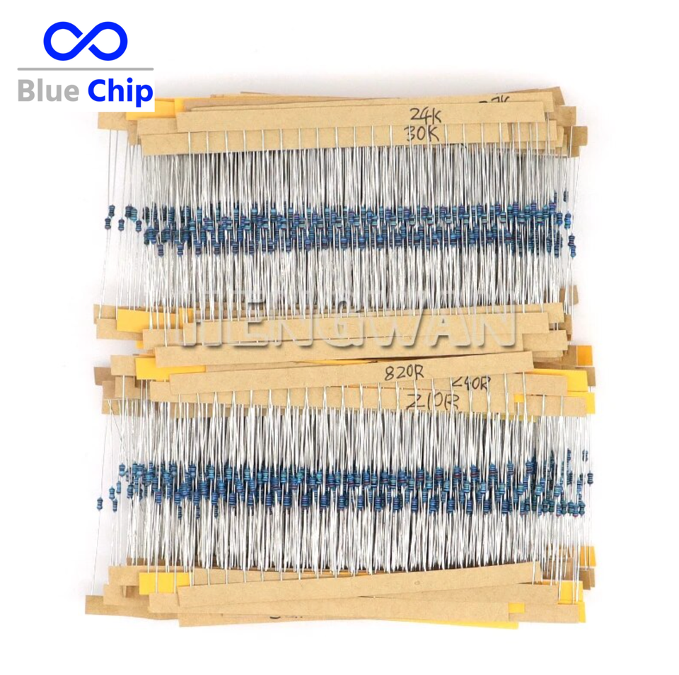2600/1300/650pcs 1/4W 1/8W 1/2W 1W 2W 1% Metal Film Resistor Kit 130 ...