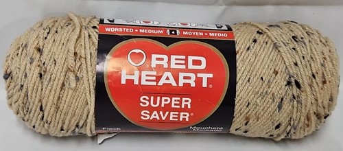 One Skein Red Heart Super Saver, 5 oz/244 yds, Buff Fleck Tan Brown ...