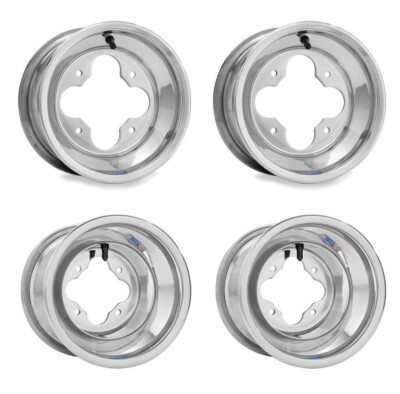 DWT Polished A5 Rolled 10" Front 10x5 & 8" Rear 8x6 Wheels Rims Yamaha ...