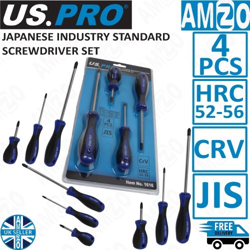 US PRO Tools 4 Piece Japanese Industry Standard Screwdriver Set JIS ph1 ...