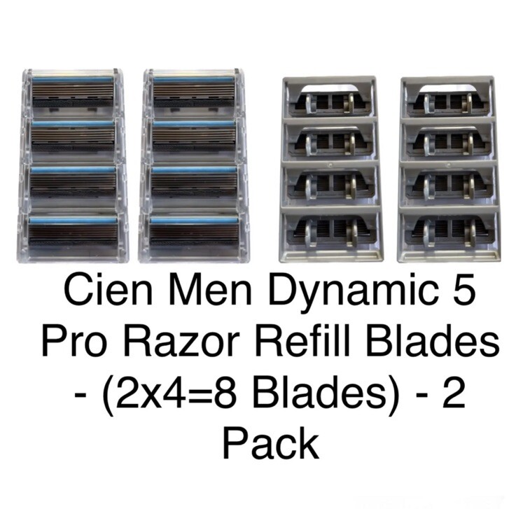 8x Cien Men Dynamic 5 Pro Razor Refill Blades 2x4=8 Blades 2 Pack New ...