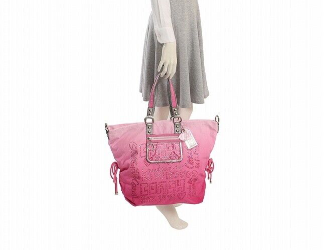 Coach Bag Story Patch Rhinestone Tote POPPY 2WAY Crossbody Shoulder ...