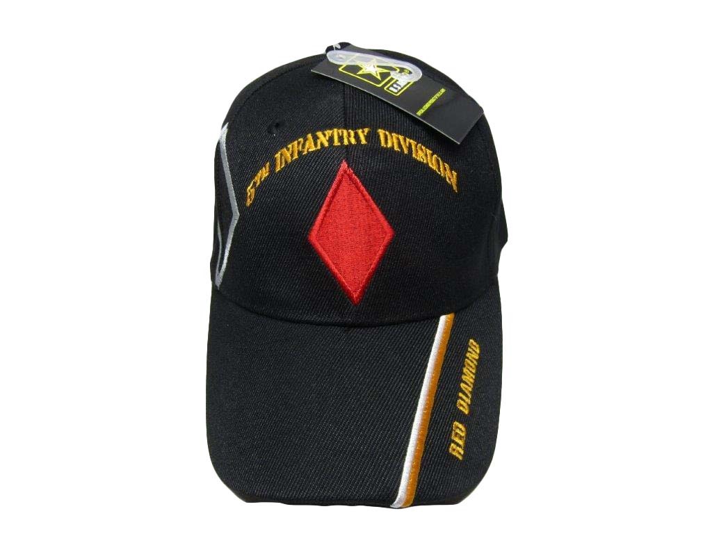 US Army 5th Infantry Red Diamond Military Black Embroidered Cap CAP572 ...