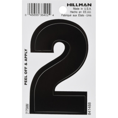 Hillman 841488 3-Inch Die-Cut Black Gloss Finish, Vinyl Peel-Off ...