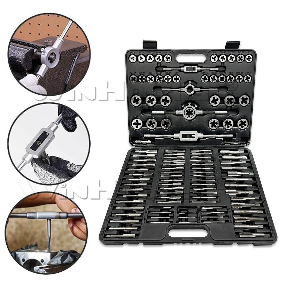 110Pcs Tap and Die Set Metric Size M2 to M18 Bearing Steel Threading ...