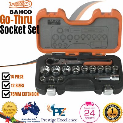 Bahco Go-Thru Socket Ratchet Set Reversible Flex Head 72 Teeth 75mm ...