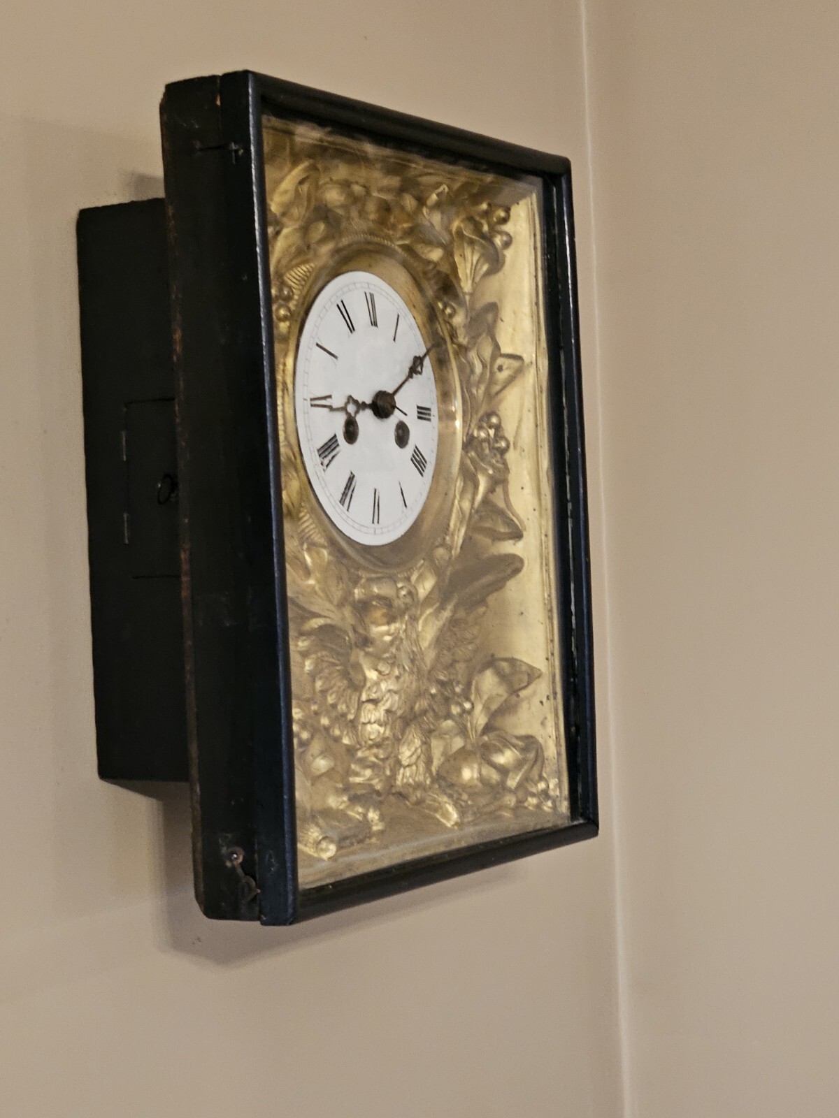 Antique 1800's Austrian Victorian Picture Frame Wall Clock w/Brass ...