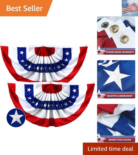 2 Pack: Pleated Fan Flag, 3x6 Feet American USA Bunting Decoration ...