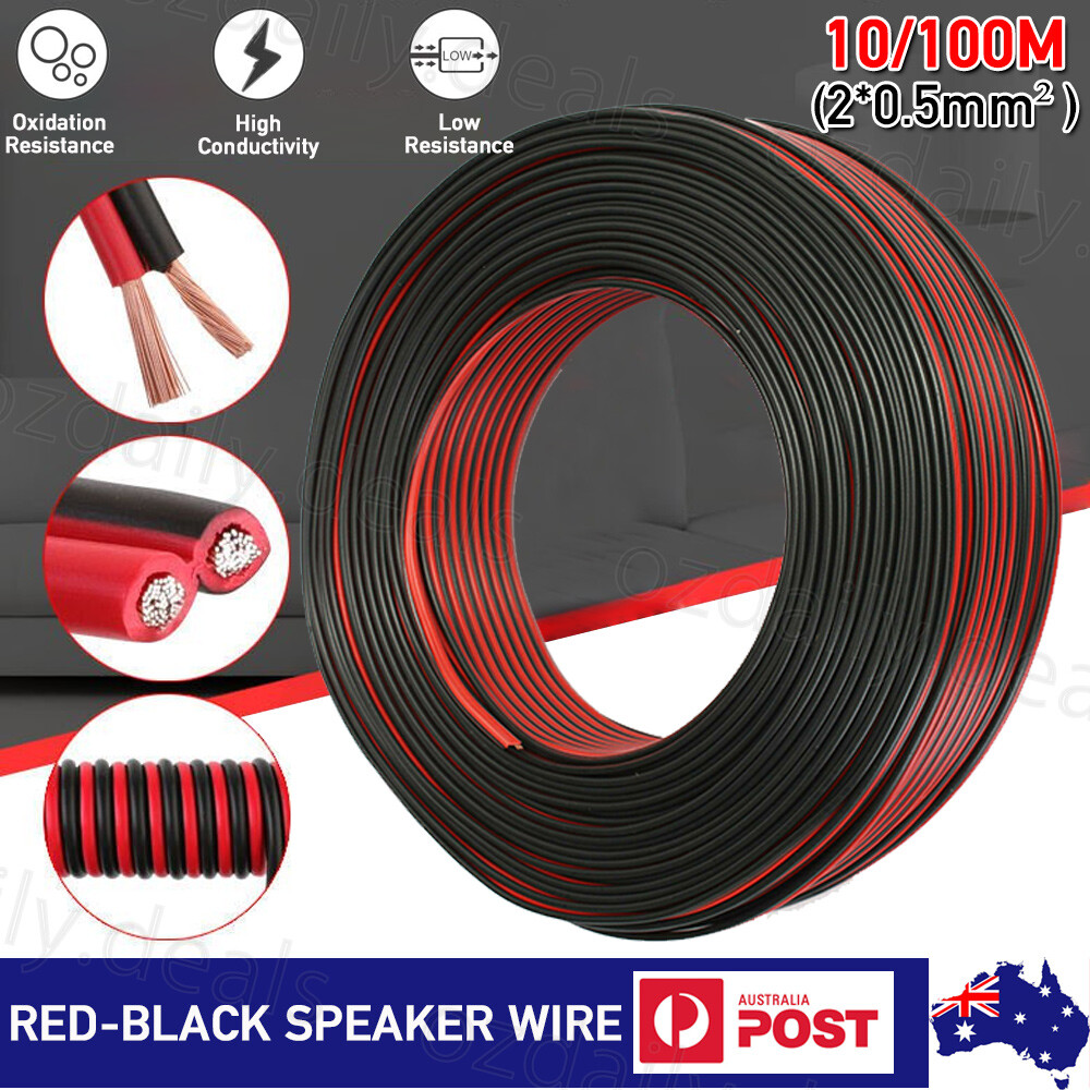 10/100M Red&Black Speaker Cable Wire Sound home Stereo HiFi/Car Audio ...