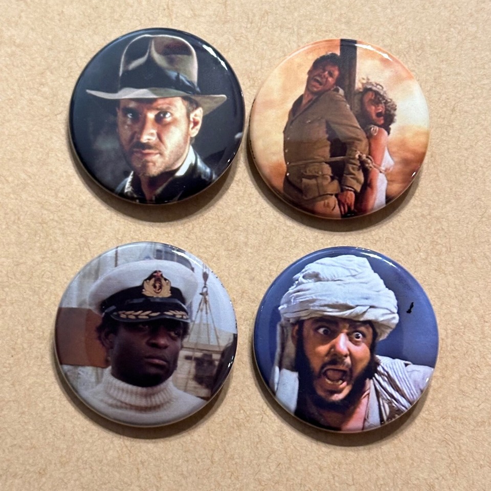 4 Indiana Jones Raiders Of The Lost Ark 1.5" Pinback Buttons (Choose ...