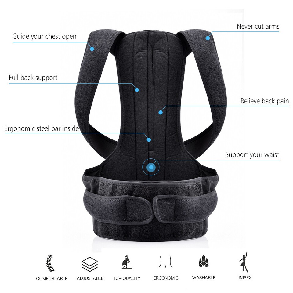 Lumbar Brace Spine Support Belt Back Posture Corrector Shoulder ...