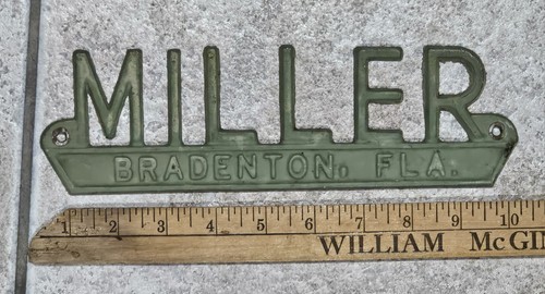 Vintage Miller Bradenton Florida License Plate Topper Sign Dealer ...