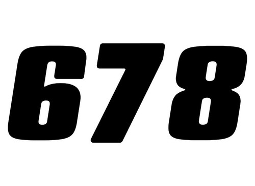 "#678" 4" Tall Black Competition Stick-On Race Numbers - 3 Pack Dirt ...
