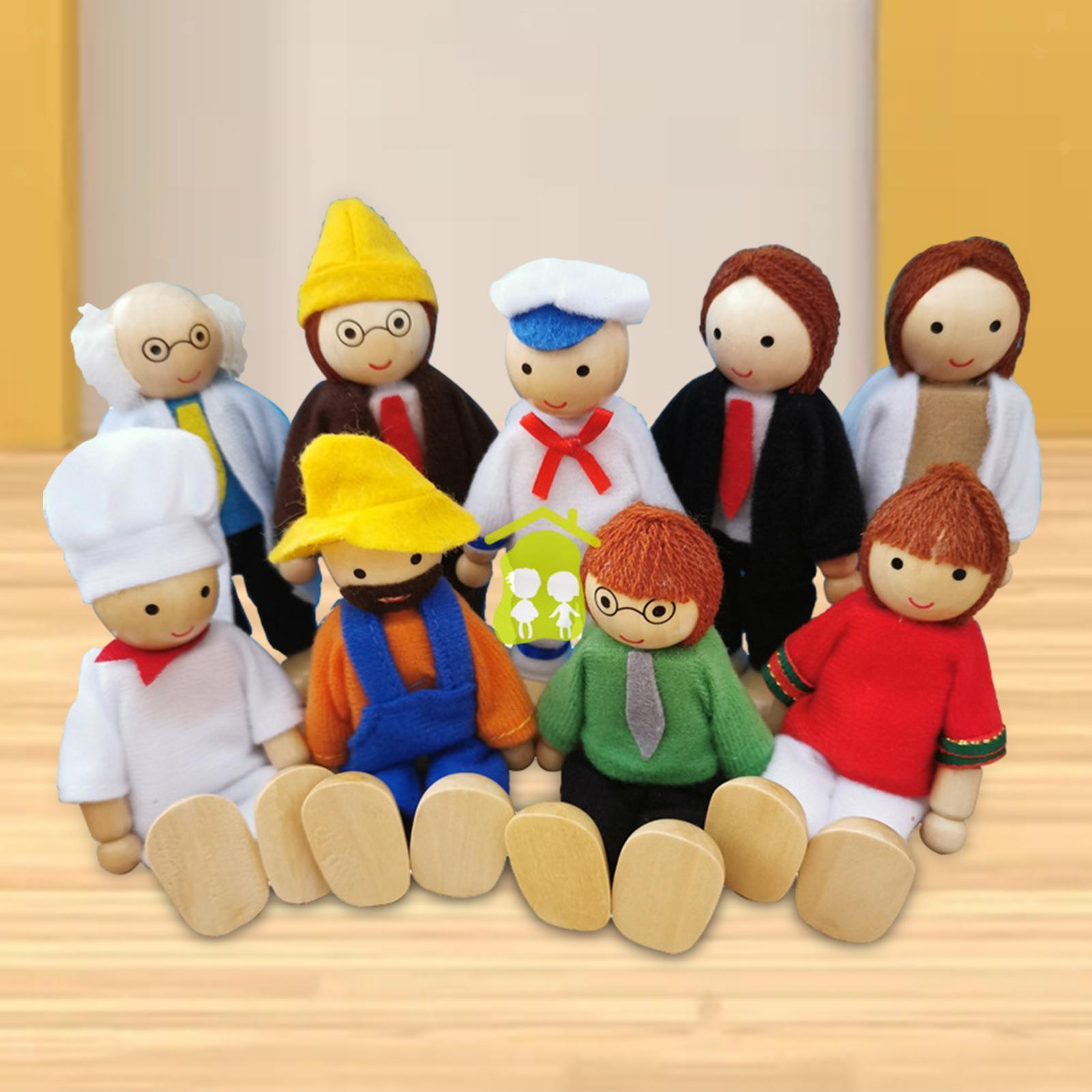 Mini People Figure Community Helpers Toys Crafts Role Play Toy Wooden ...