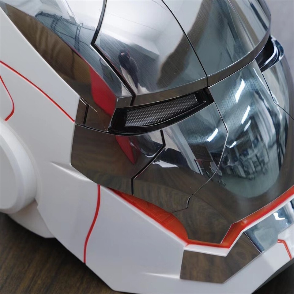 AUTOKING Marvel Iron Man White Mark5 Electric Helmet Voice Control 1:1 ...