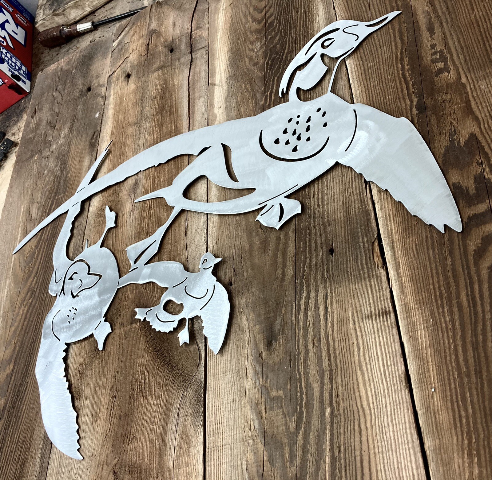 Wood Duck Trio Landing Approach Polished Steel Sign, Decoying ...